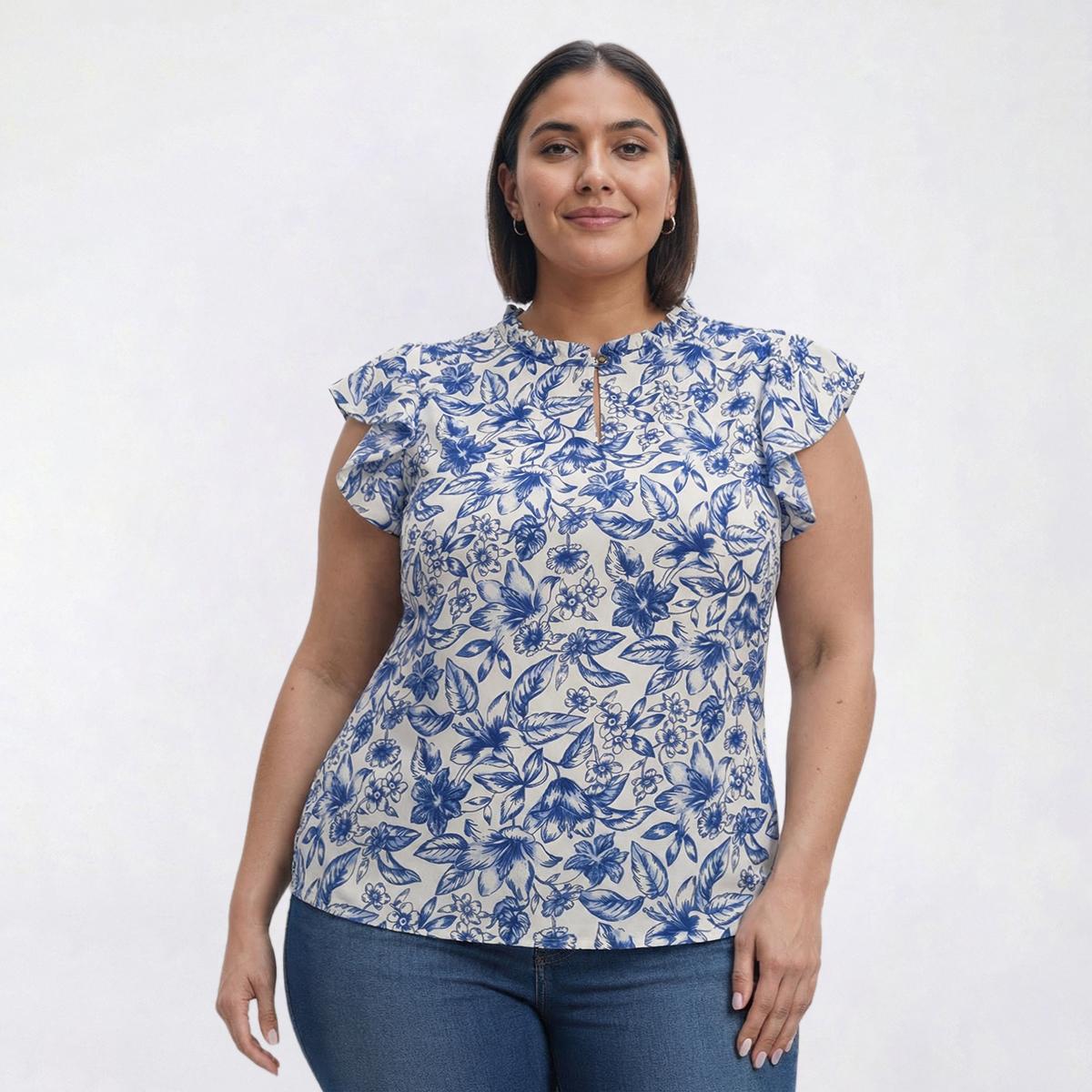 Click here for Plus Size Preswick & Moore(R) Flutter Sleeve Flora... prices